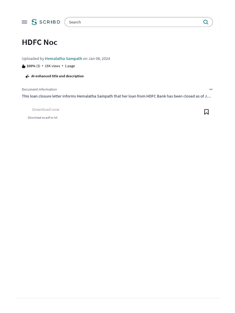 HDFC Noc: Hemalatha Sampath | PDF