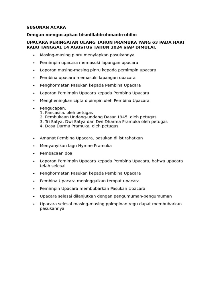 Tek Upacara Hut Pramuka' | PDF