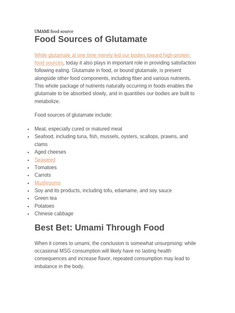UMAMI Food Source | PDF | Umami | Foods