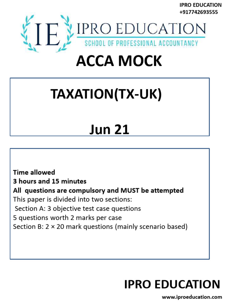F6 TX Jun21 Question | PDF