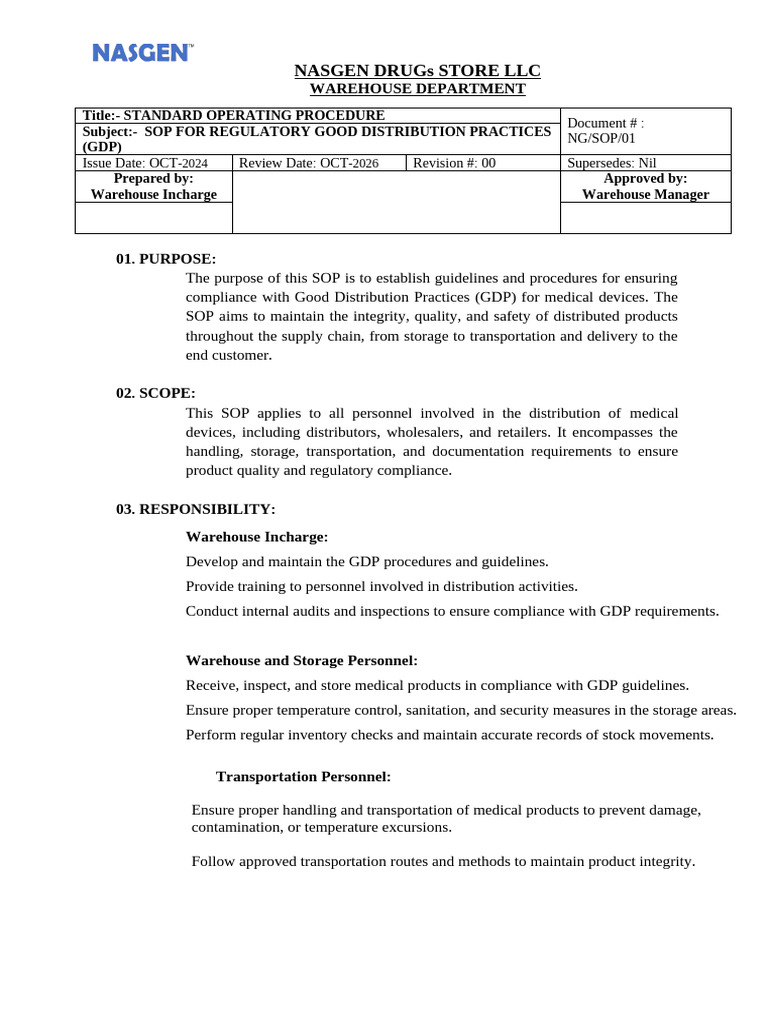 Distribution Sop | PDF