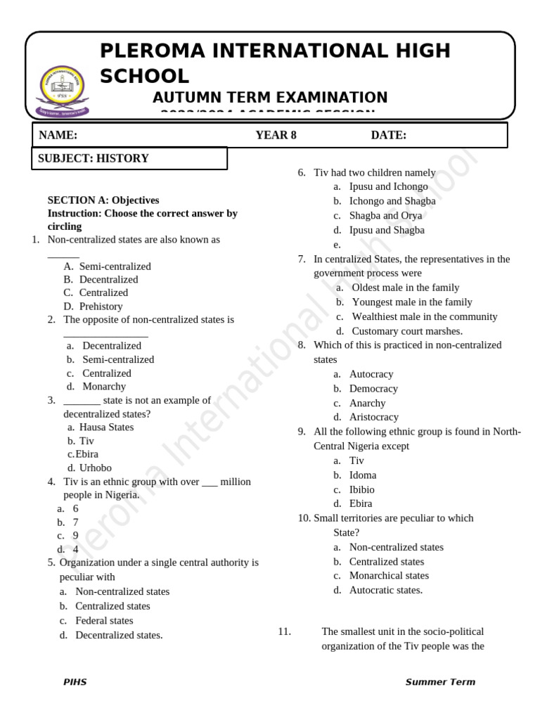 History Year 8 Test 1st Half | PDF