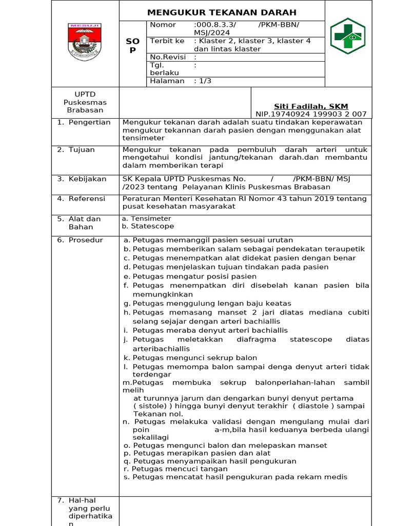SOP Mengukur TD Ilp | PDF