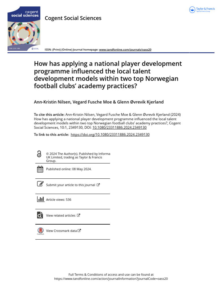 How Has Applying A National Player Development Programme Influenced The ...