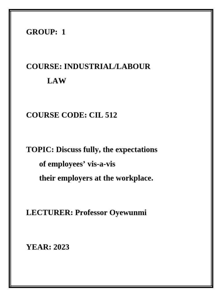 GROUP 1 ASSIGNMENT, LABOUR LAW - Edited | PDF