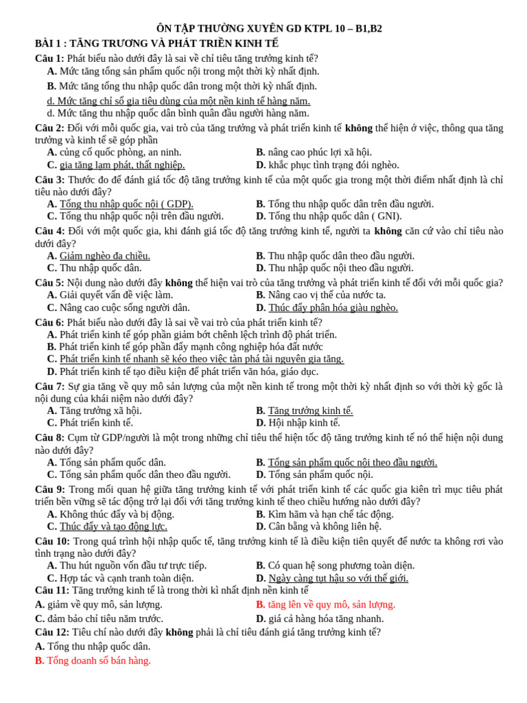 ÔN TẬP THƯỜNG XUYÊN GD KTPL 10 | PDF