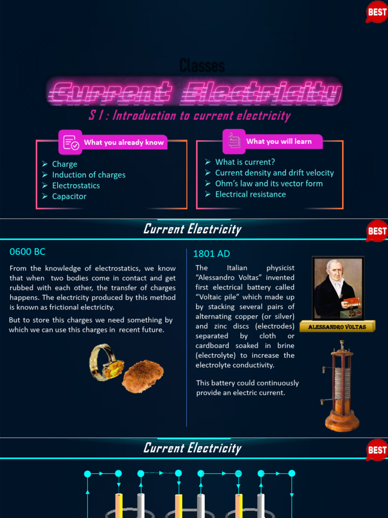 CLASS 12 CHAP-3 Introduction To Current Electricity | PDF