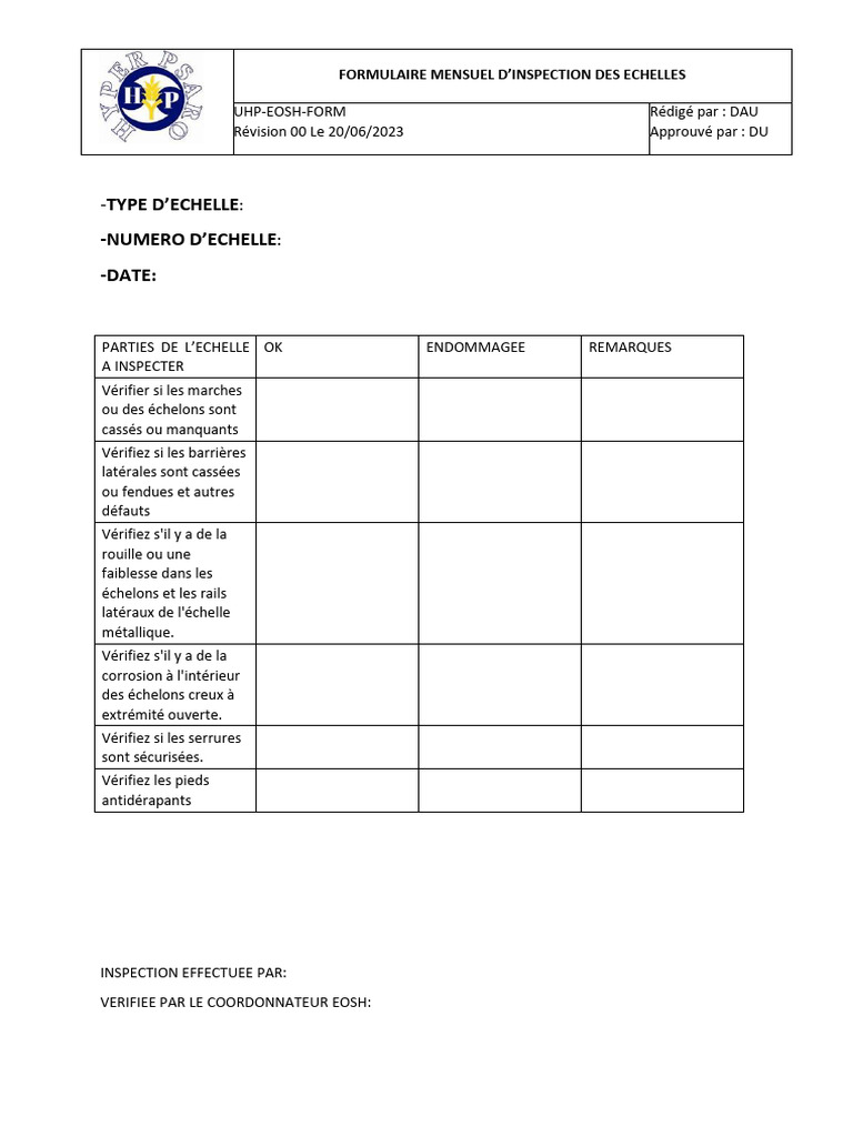 Inspection Des Echelles | PDF