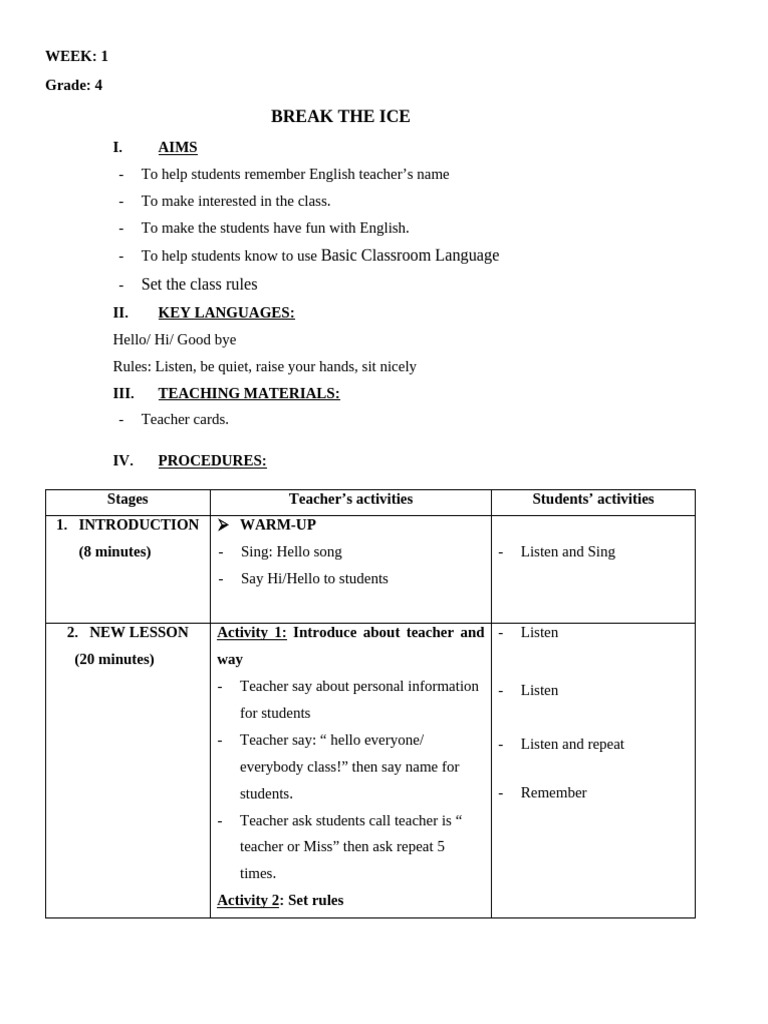 TA4 - TUẦN 1 | PDF