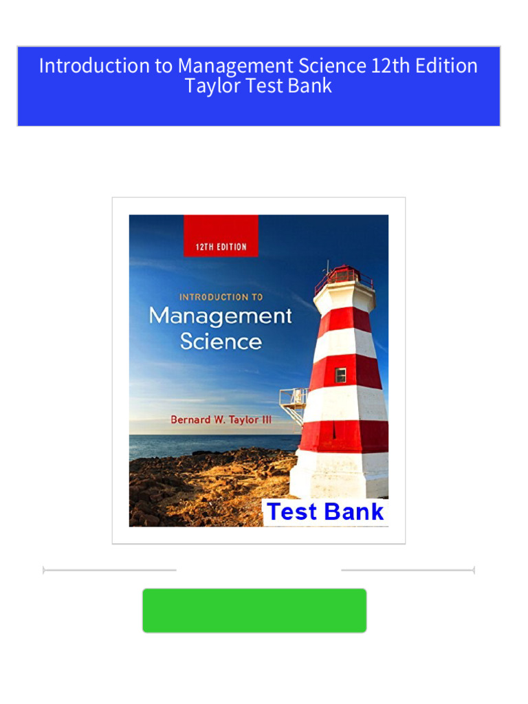 Introduction To Management Science 12th Edition Taylor Test Bank | PDF ...