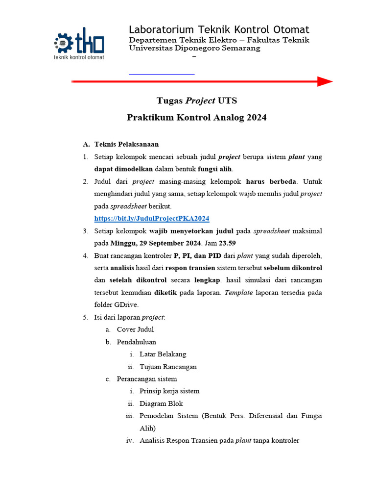 Tugas Project UTS Praktikum Kontrol Analog 2024 | PDF