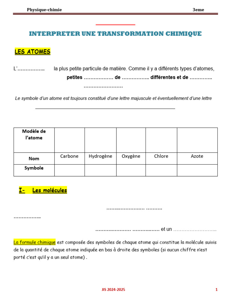Transformations Chimiques 2 | PDF