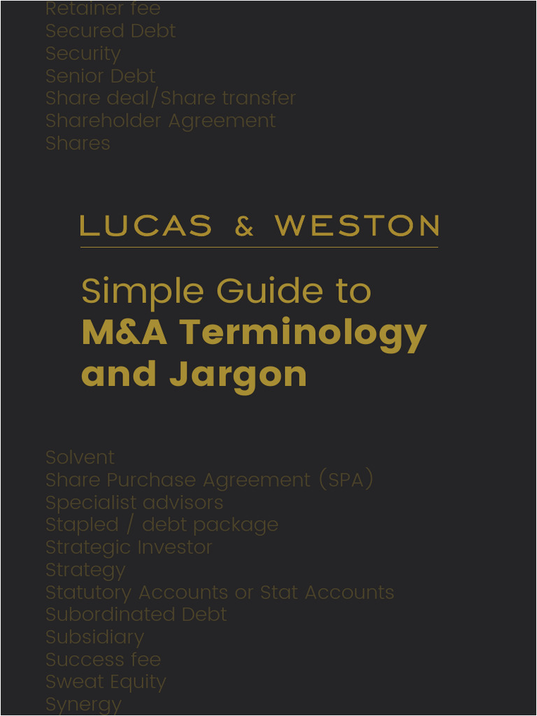 Simple Guide To M A Terminology and Jargon 1728461633 | PDF | Mergers ...