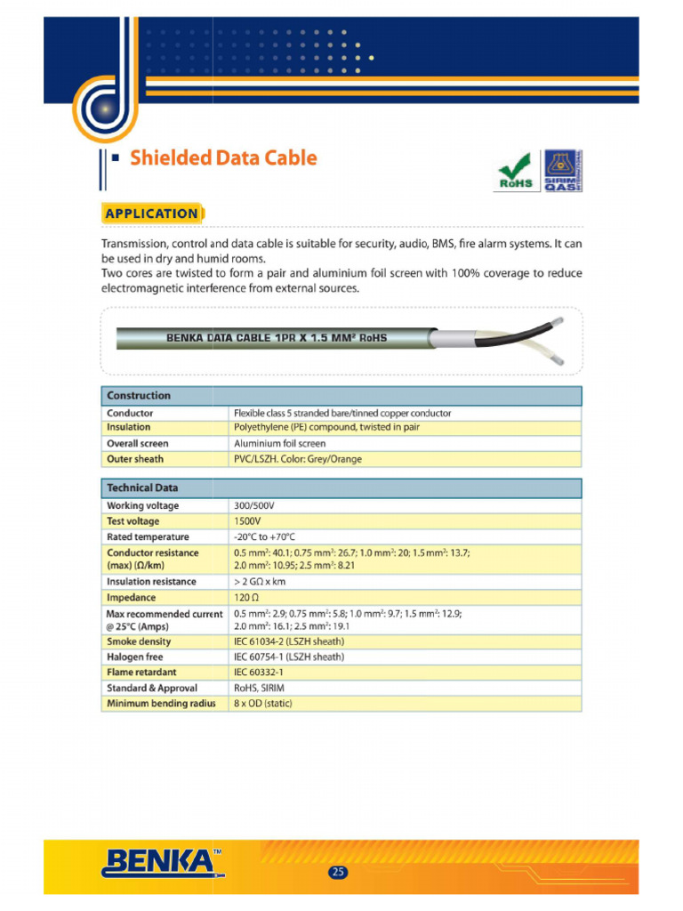 Shielded Data Cable 522 - 2022 | PDF