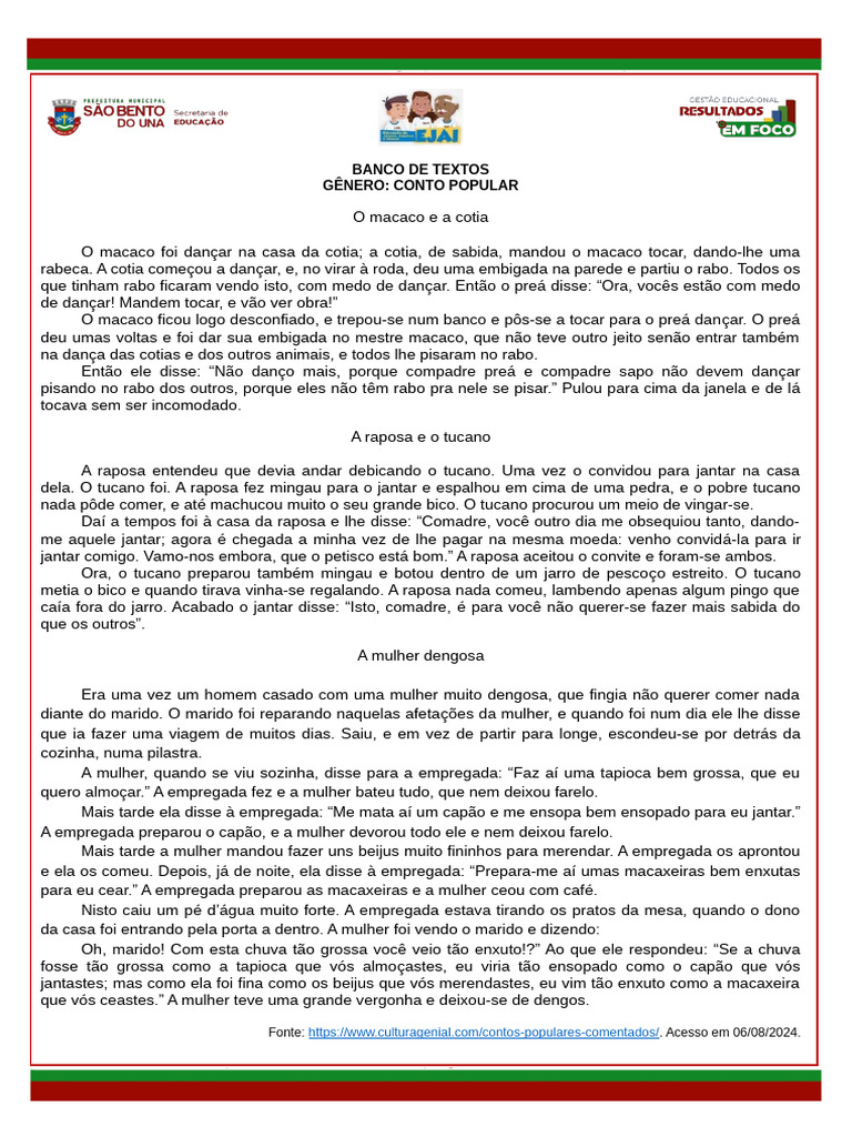 Conto Popular - Banco de Textos | PDF | Hogar, jardinería y bricolaje ...