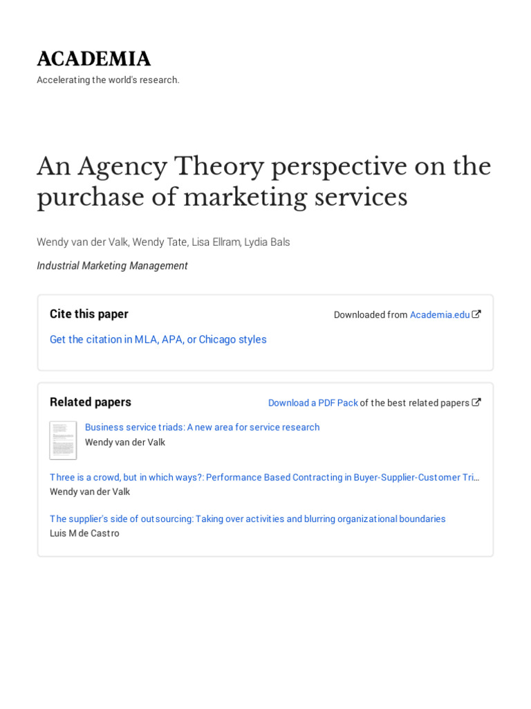 An Agency Theory Perspective On The Purc20151027 14927 1hdt4f7 With ...