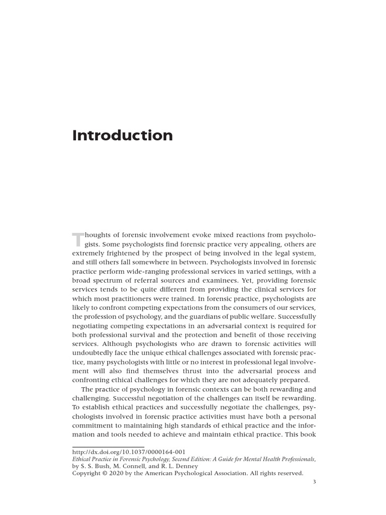 Bush Ethical Practice Forensic Psychology Intro Sample | PDF