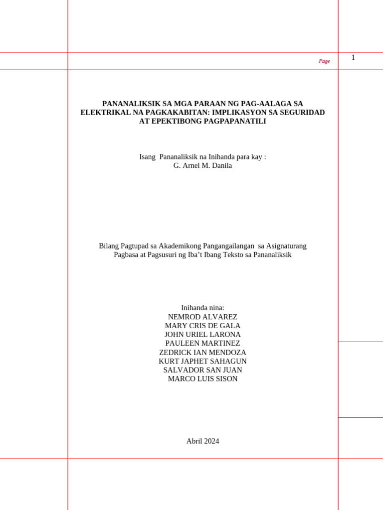 Tesis Format Pananaliksik 1 1 | PDF