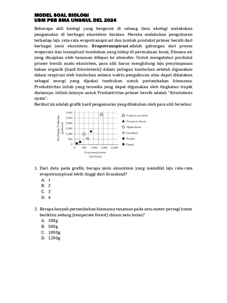 Model Soal Biologi | PDF