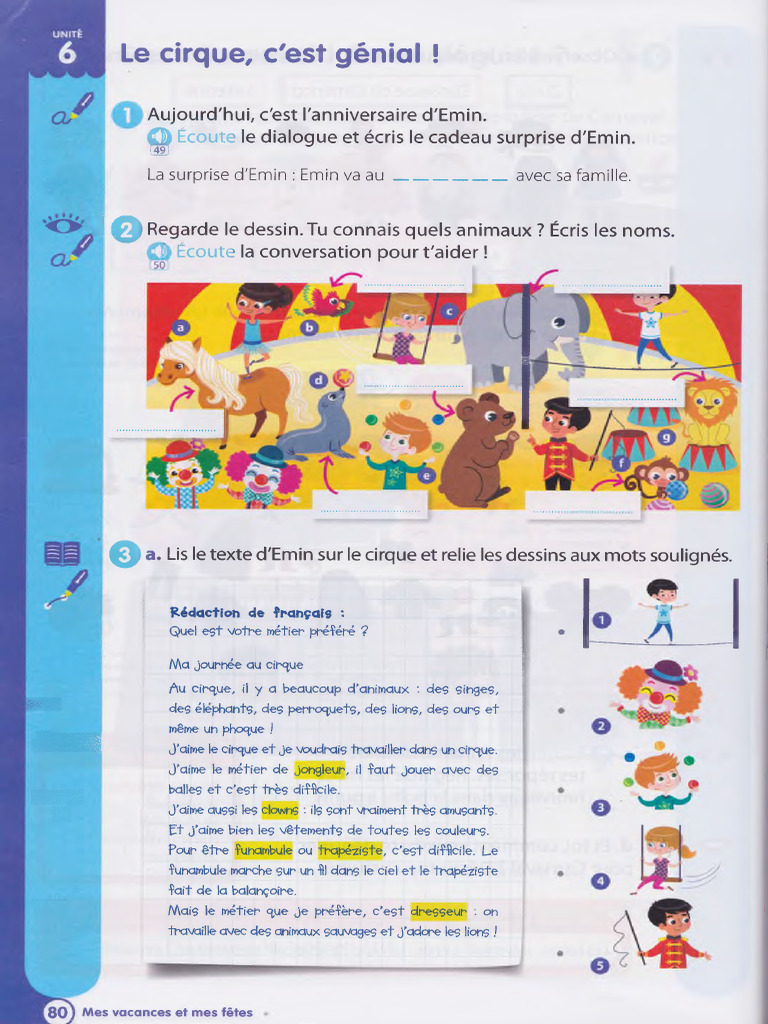 Le Cirque, C'est Génial !: Écoute Le Dialogue Et Écris Le Cadeau ...