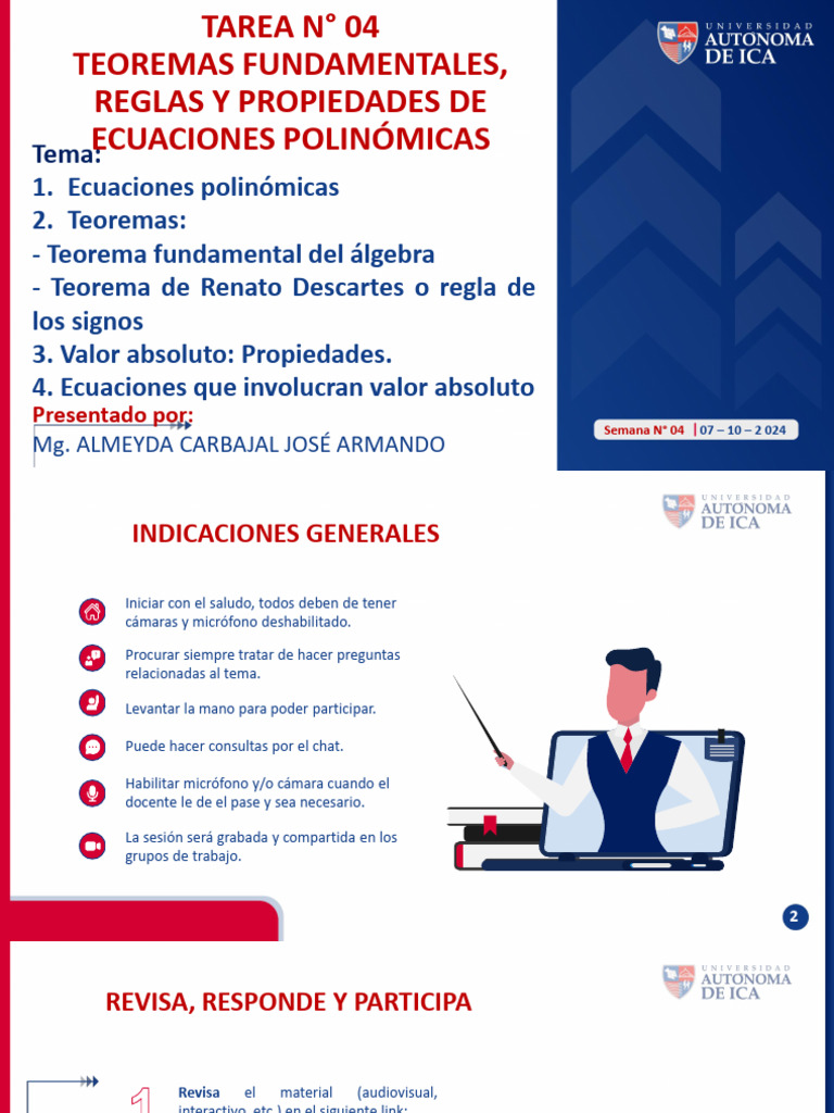 TAREA N° 04-PROPIEDADES DE ECUACIONES POLINÓMICAS | PDF | Ecuaciones | Teorema