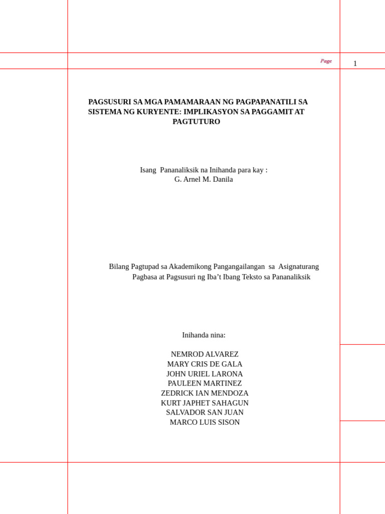 Tesis Format Pananaliksik 1 1 3 | PDF