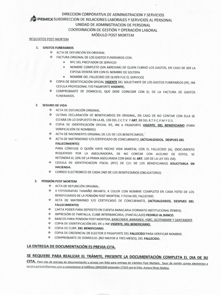 Requisitos Post Mortem_2017 | PDF