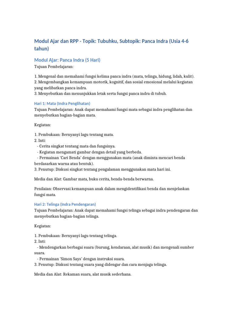 Modul_Ajar_RPP_Panca_Indra | PDF