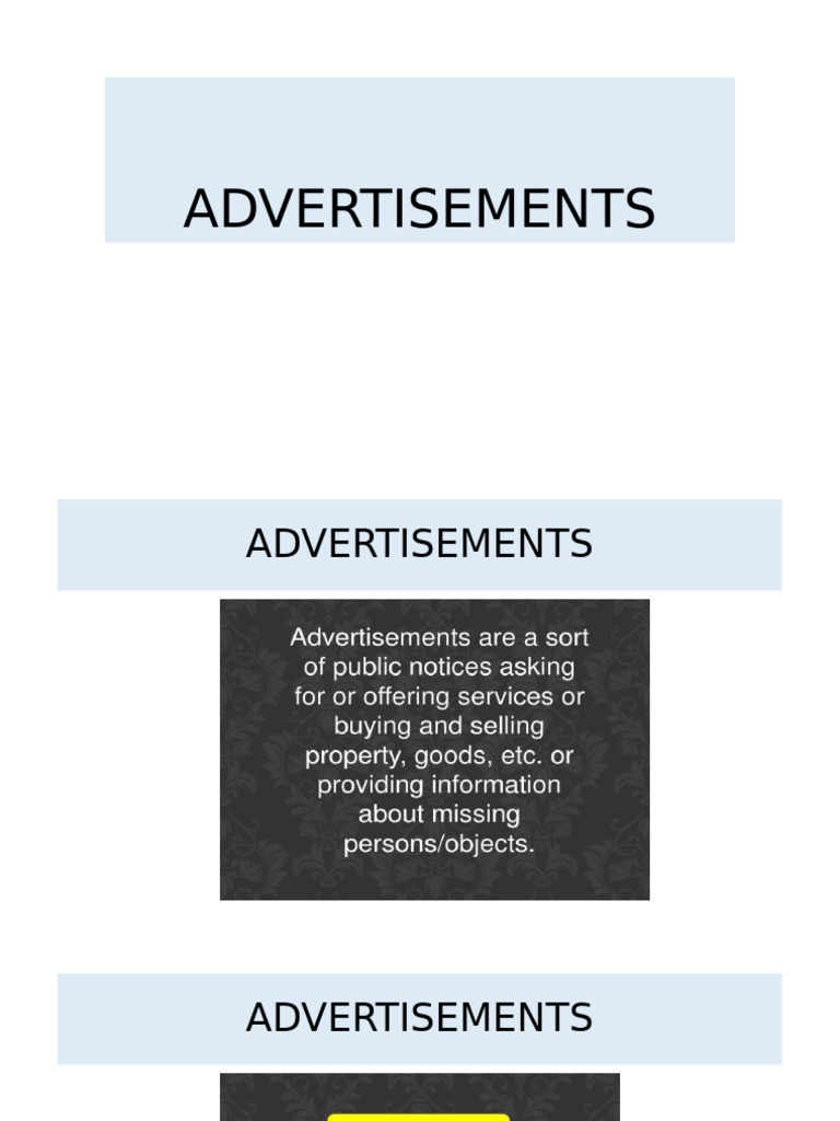 ADVERTISEMENTS | PDF