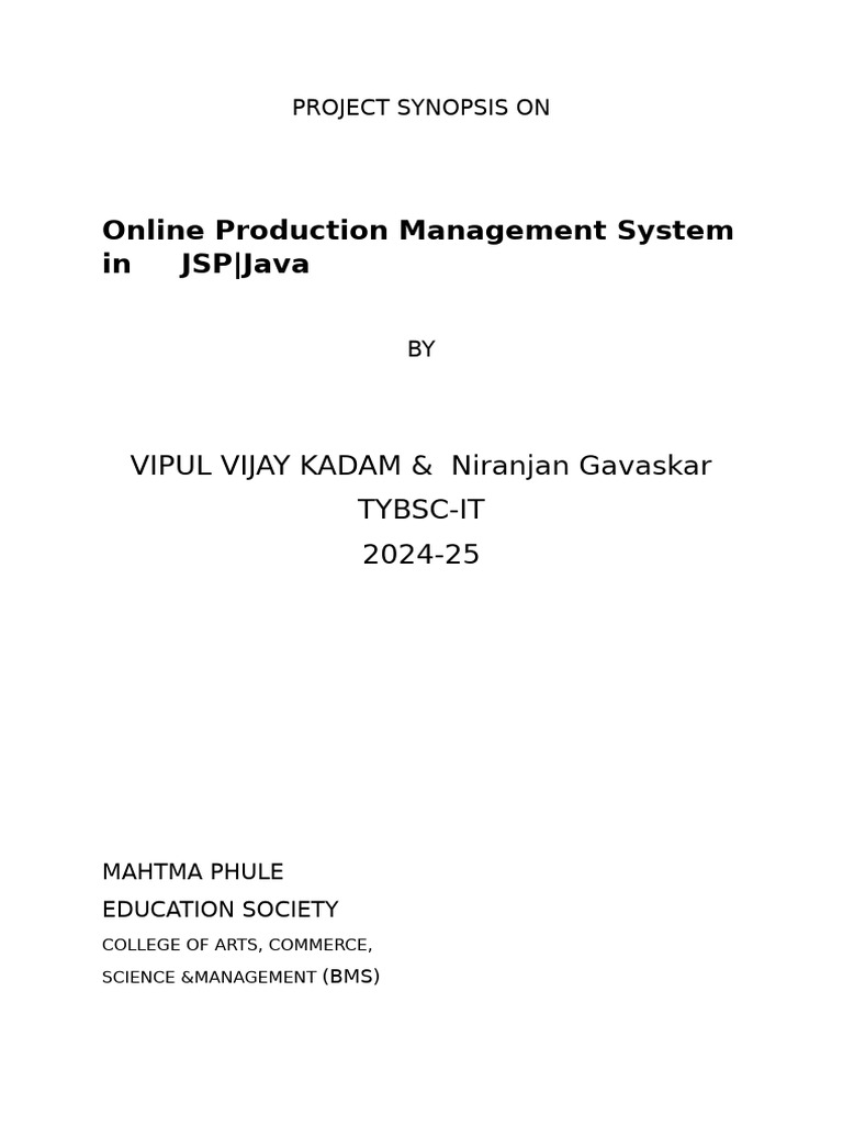 Online Production Management System in Java | PDF