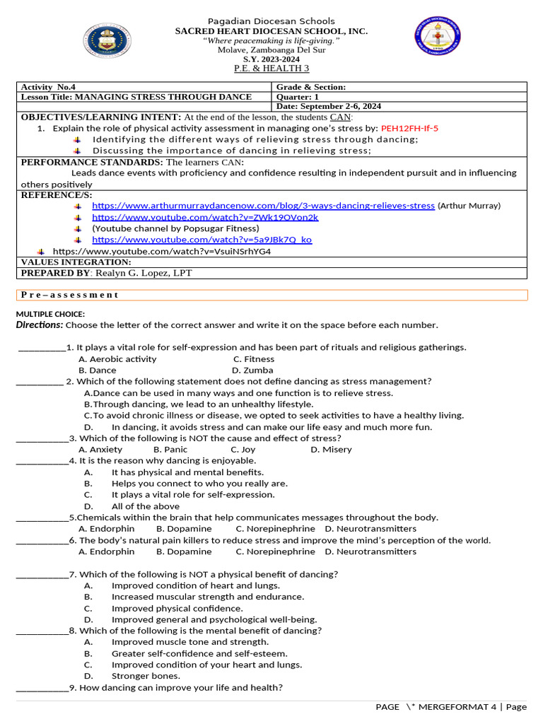 Learning Plan PE12 2nd Modules | PDF