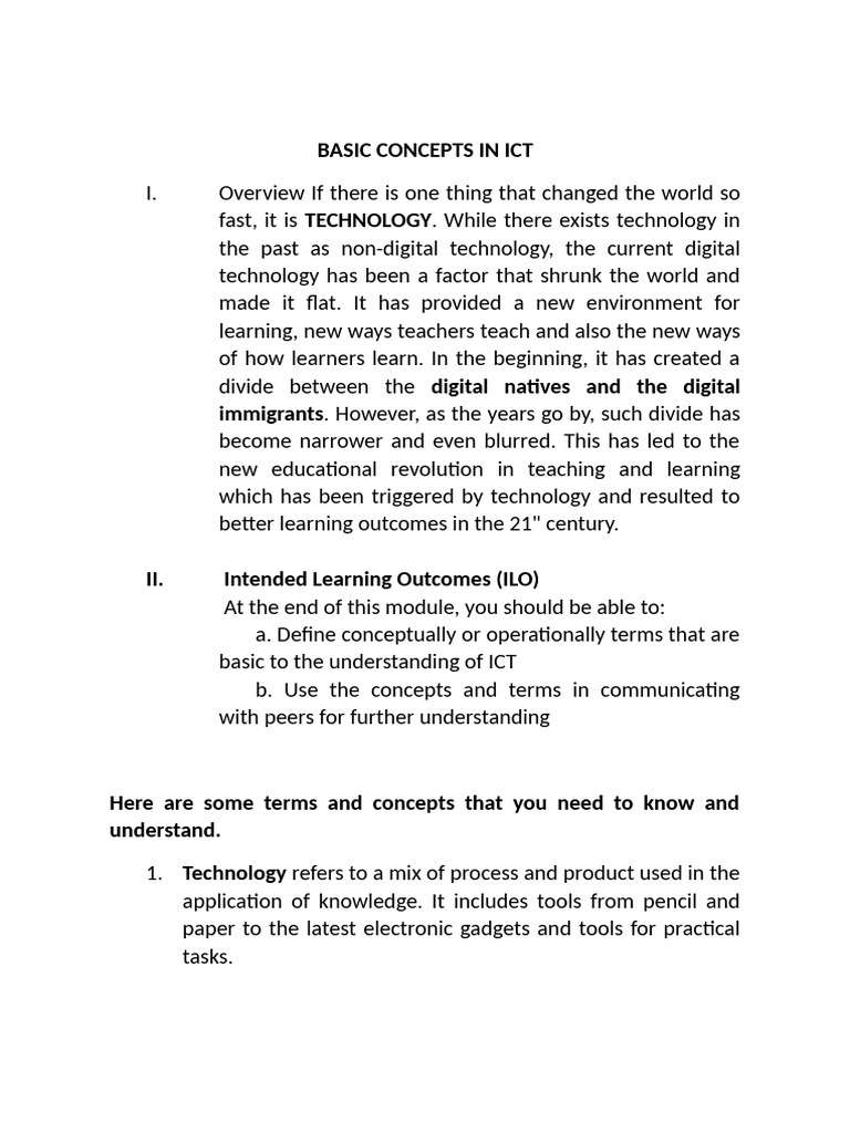 Understanding Basic ICT Concepts | PDF | Educational Technology | Internet