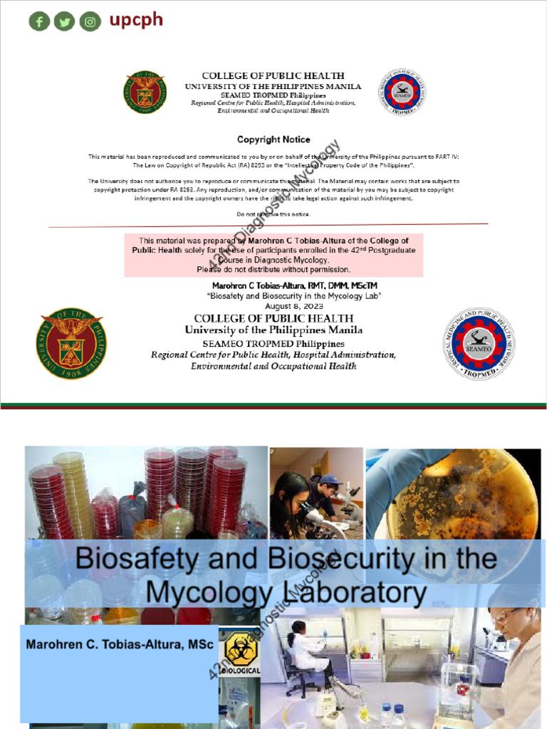 Biosafety in Mycology Lab | PDF