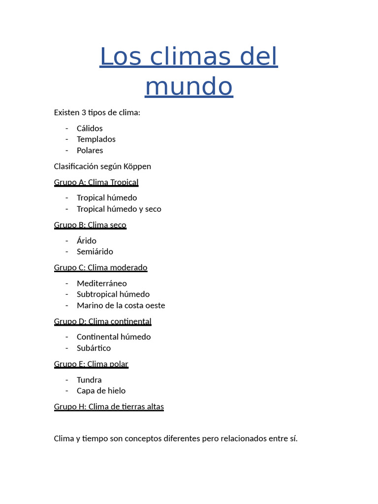 Semana 2 Los Climas Del Mundo Y Ecología Pdf