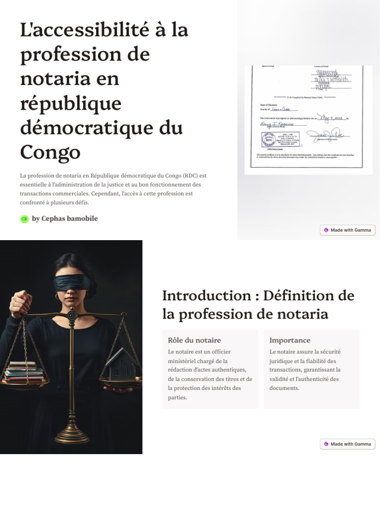 Laccessibilite A La Profession de Notaria en Republique Democratique Du Congo | PDF