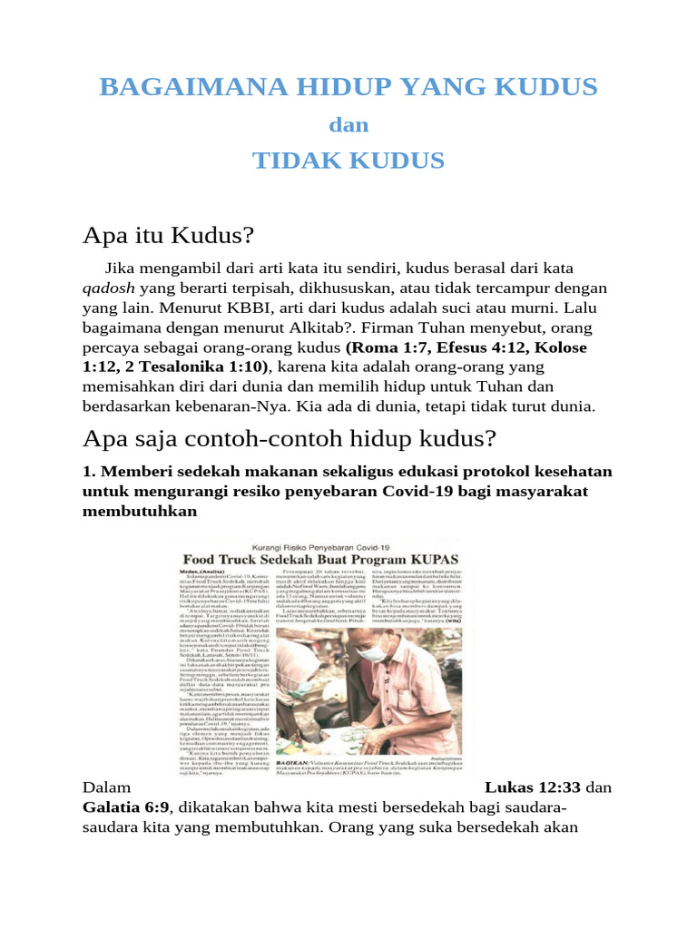 BAGAIMANA HIDUP YANG KUDUS | PDF