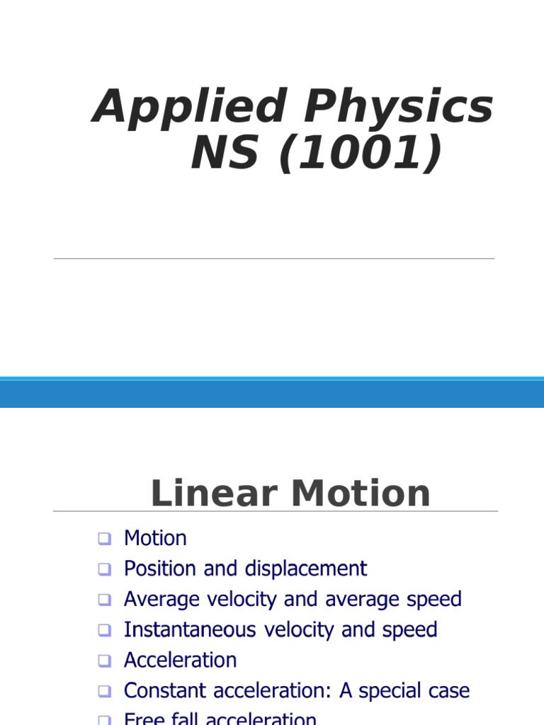 Motion in 1D | PDF