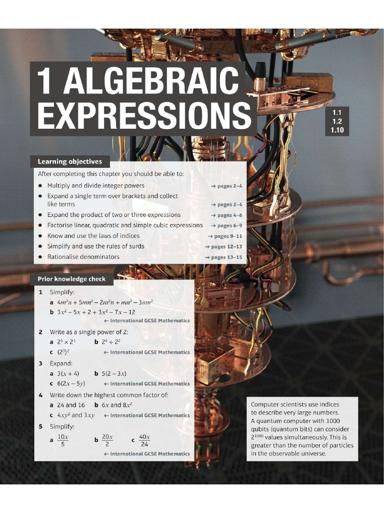Pure1 - Chapter 1 - Algebraic Expressions | PDF