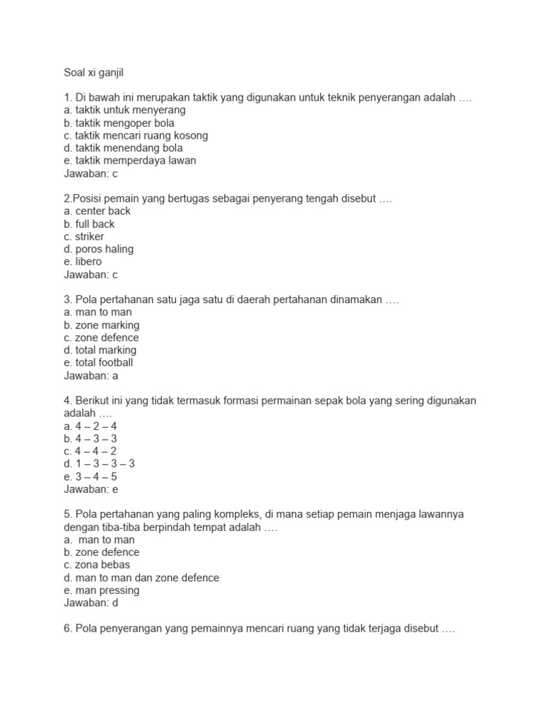 Soal Xi Penjas | PDF