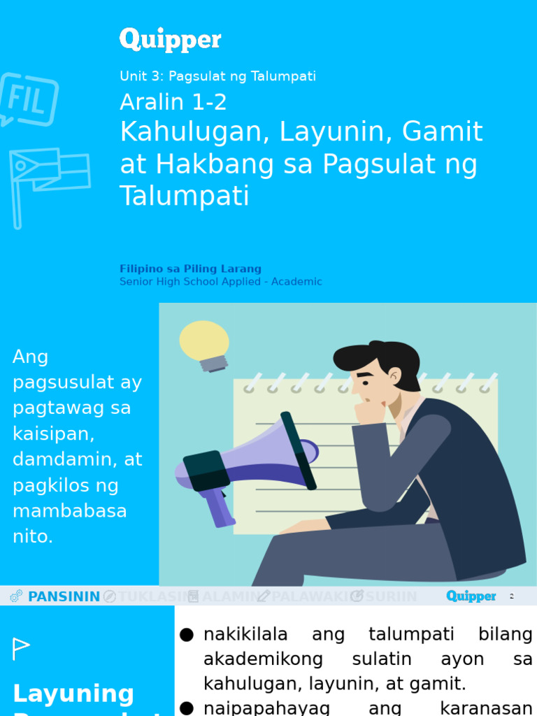 FPL 11 - 12 Q1 0601 - Kahulugan Layunin at Gamit NG Talumpati | PDF