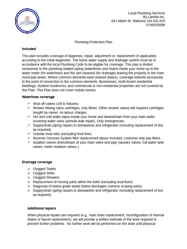 Plumbing Protection Plan LP - 110402 | PDF