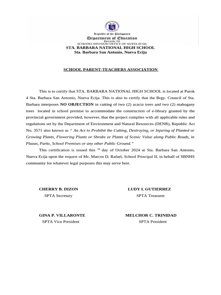 Request For Cutting SPTA | PDF