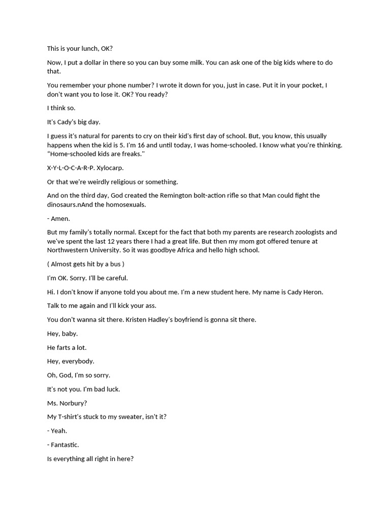 Mean Girls Script DO NOT TOUCH | PDF