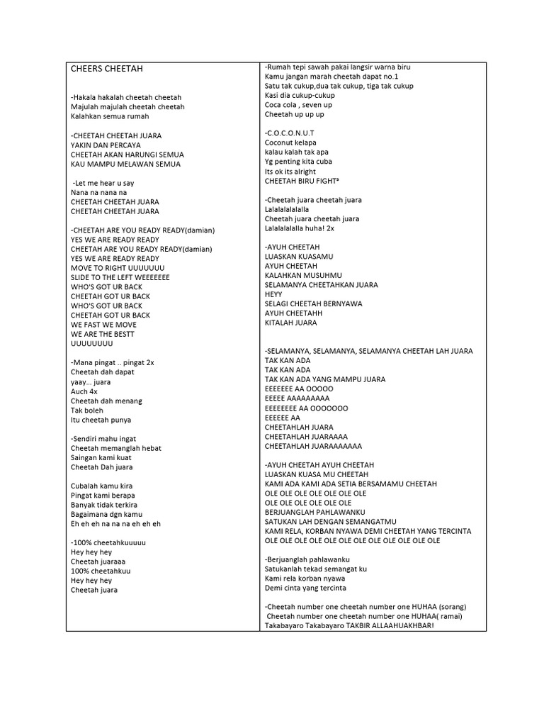 Cheers Cheetah | PDF