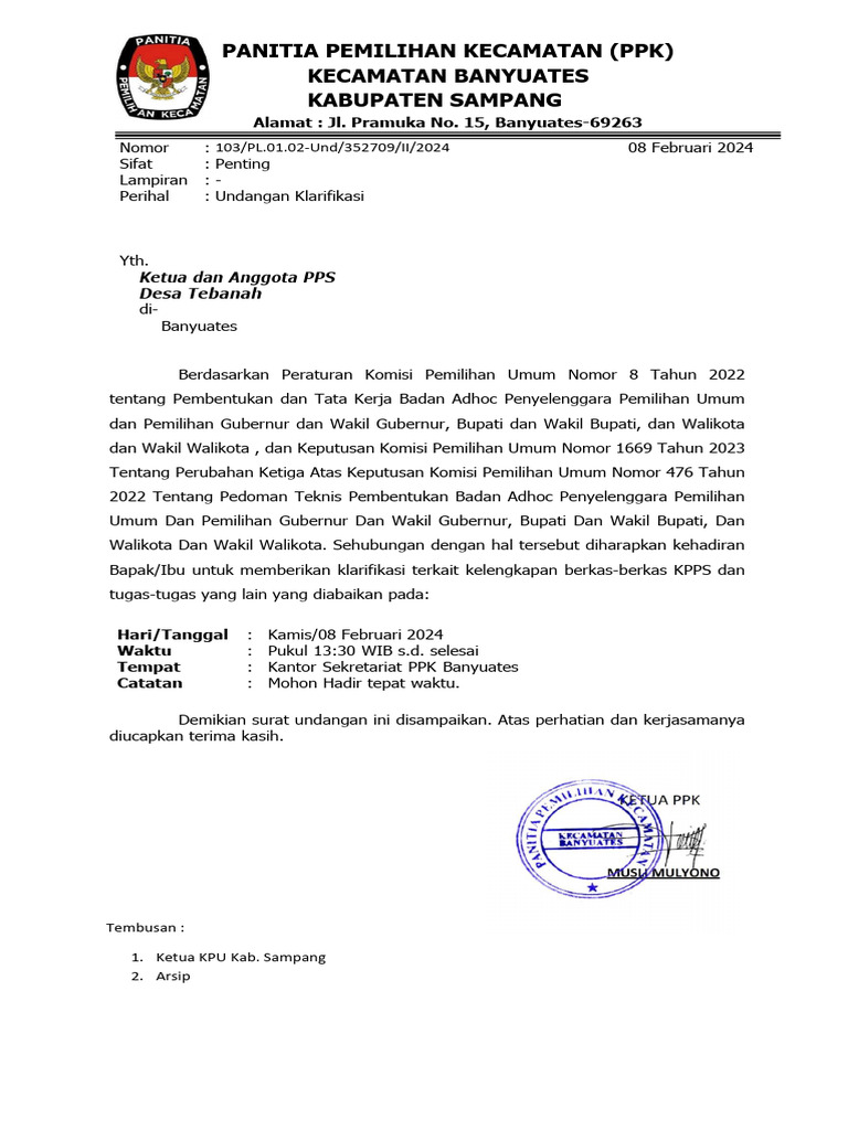 Pemanggilan PPS Tebanah | PDF