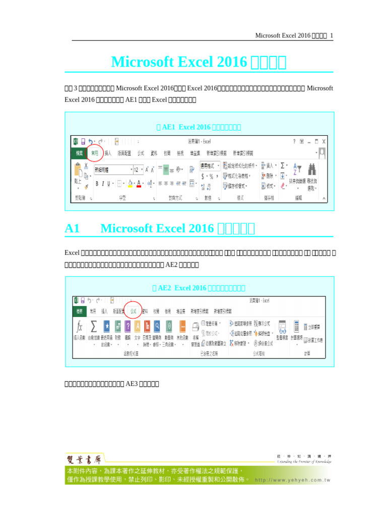 Microsoft Execl 2016操作說明 | PDF