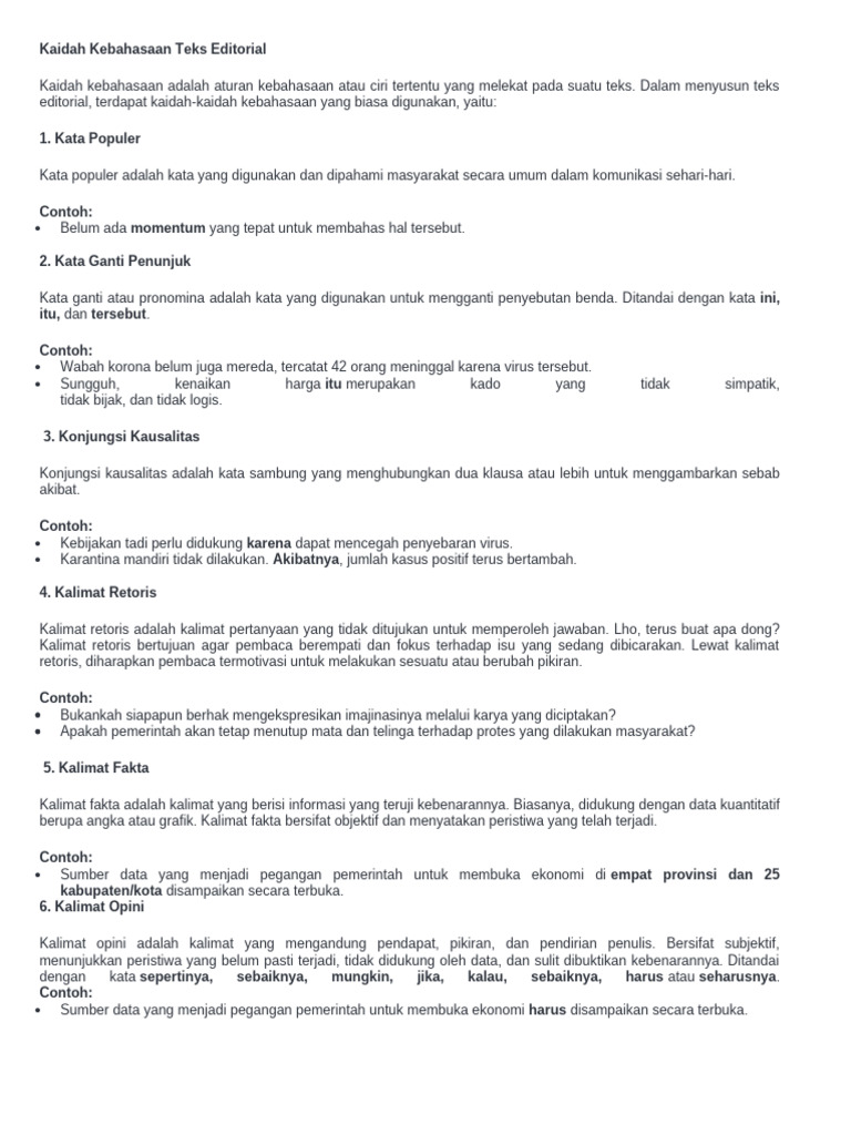Kaidah Kebahasaan Teks Editorial | PDF