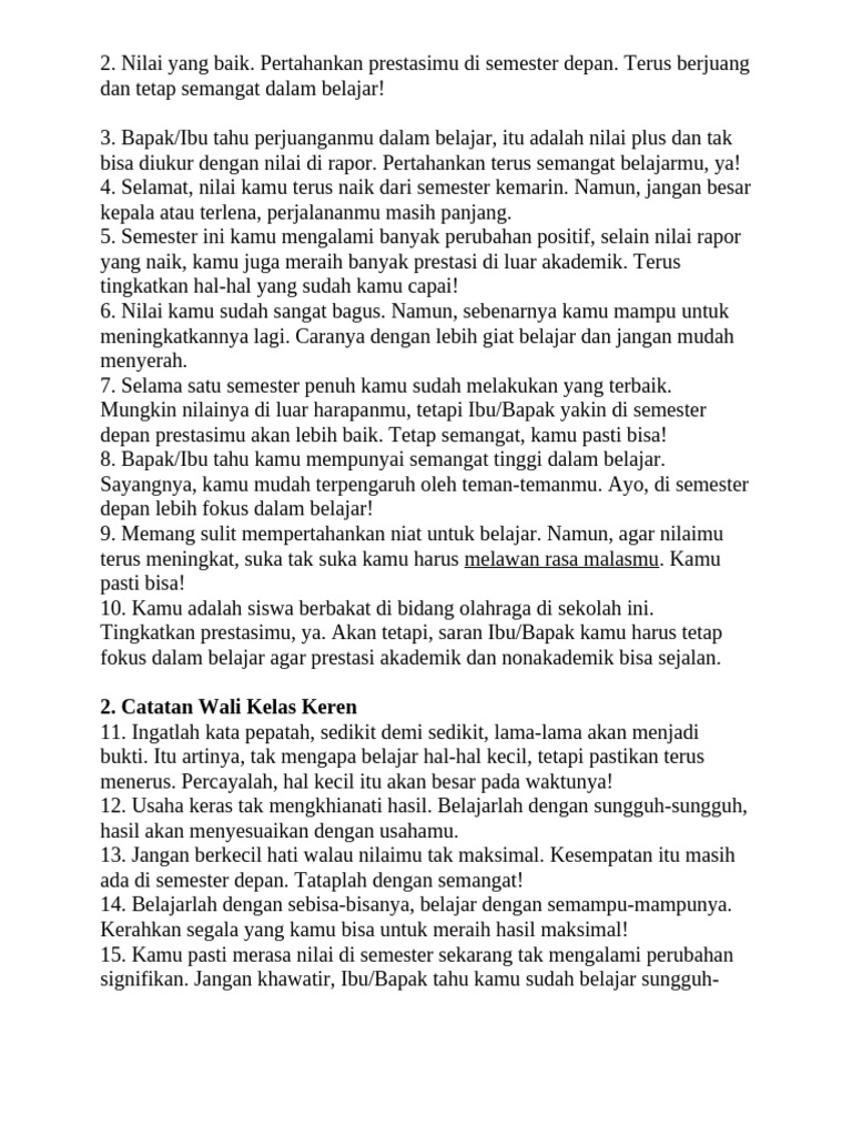Catatan Di Rappot | PDF