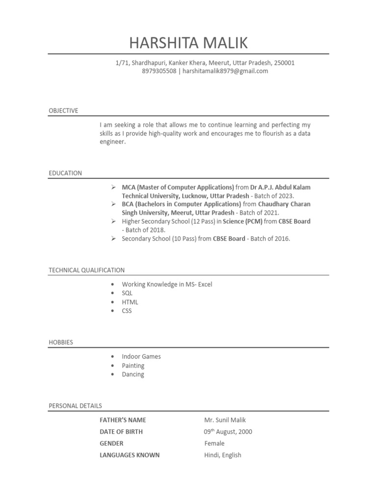 Harshita Resume | PDF