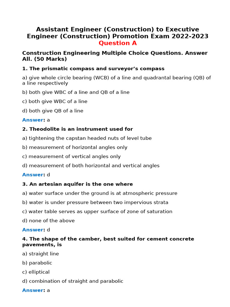EE (Construction) 22-23 Questions & Answers | PDF